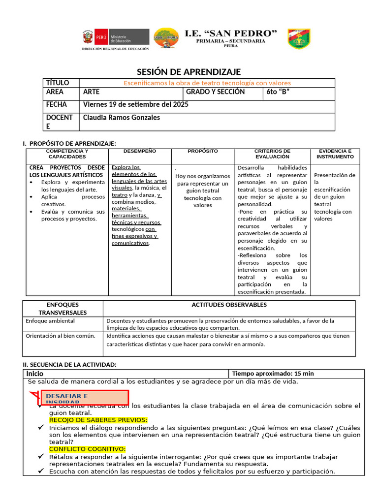 Escenificamos La Obra de Teatro Tecnología Con Valores | PDF ...