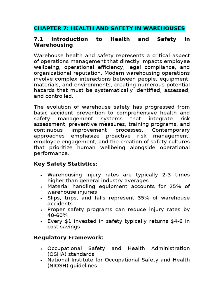 Health and Safety in Warehouses | PDF | Occupational Safety And Health ...