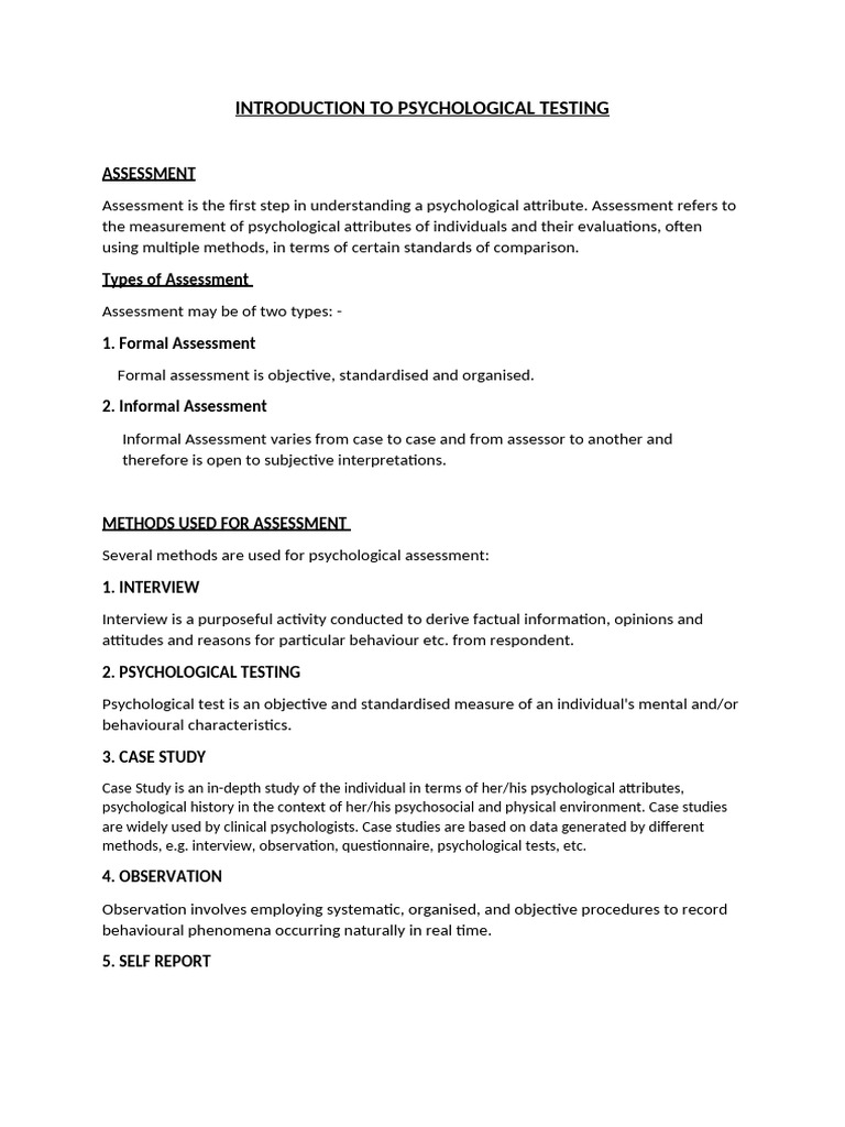 Introduction To Psychological Testing | PDF | Psychology ...