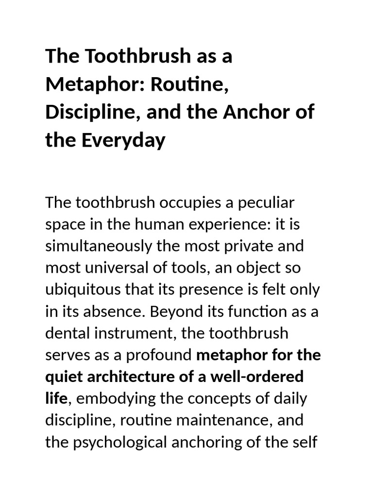 The Toothbrush As A Metaphor | PDF | Toothbrush | Disciplines