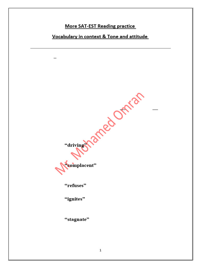 Grade 10 Reading Exercises (Vocabulary-Tone-Attitude) | PDF | Curiosity ...