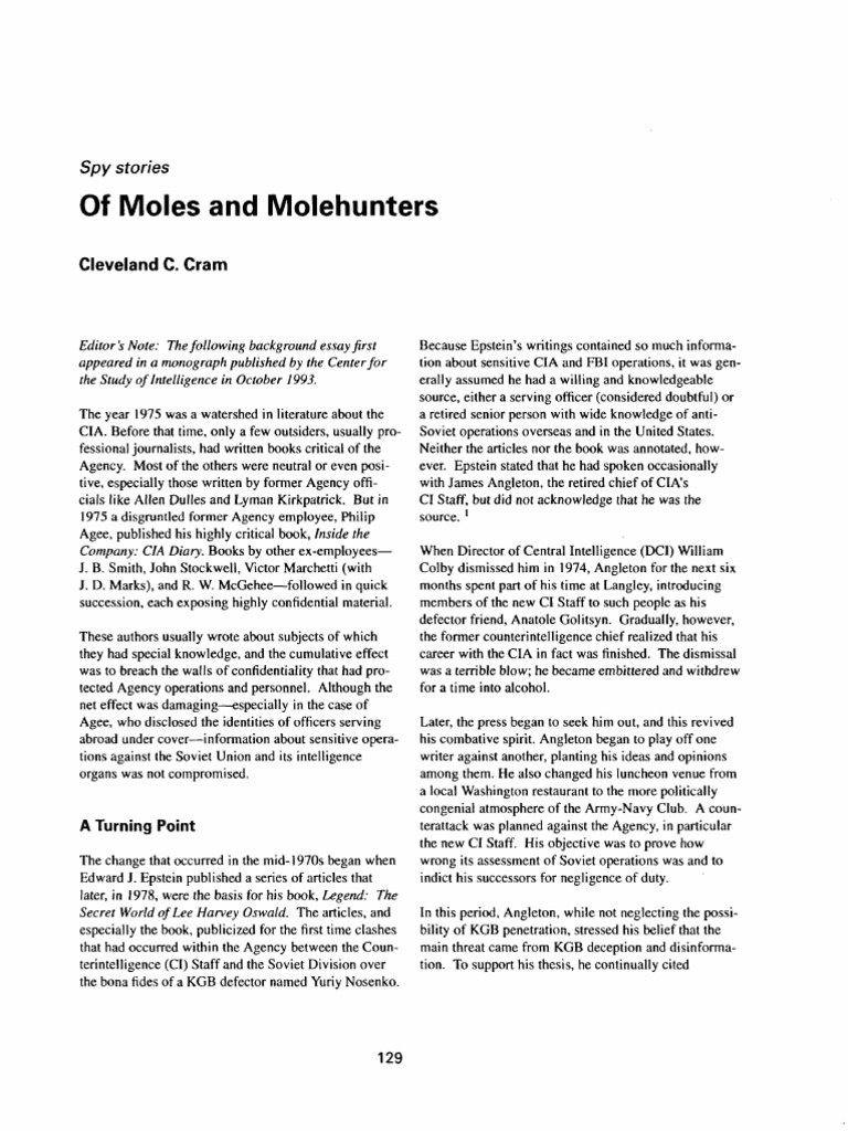 Of Moles and Molehunters | PDF | National Security | Espionage
