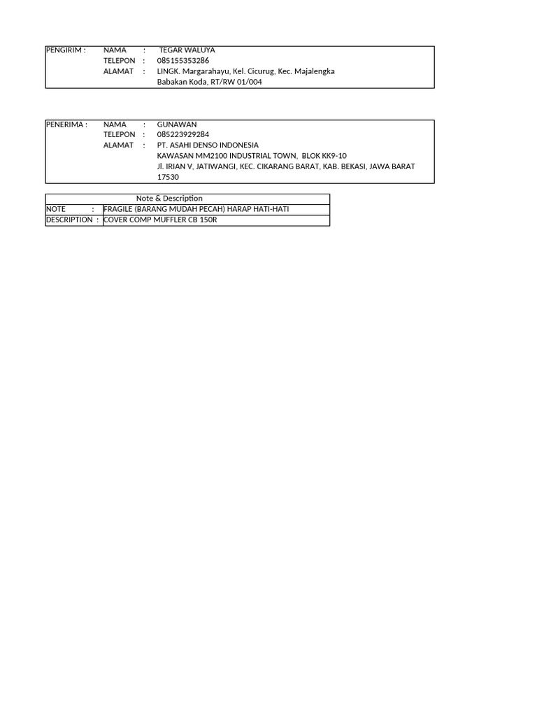 Identitas Paket PT | PDF
