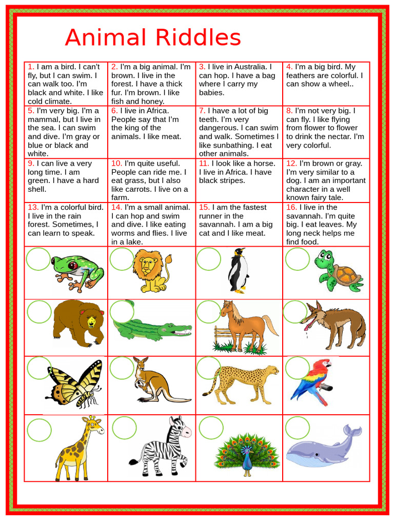 Fun Animal Riddles for Kids | PDF