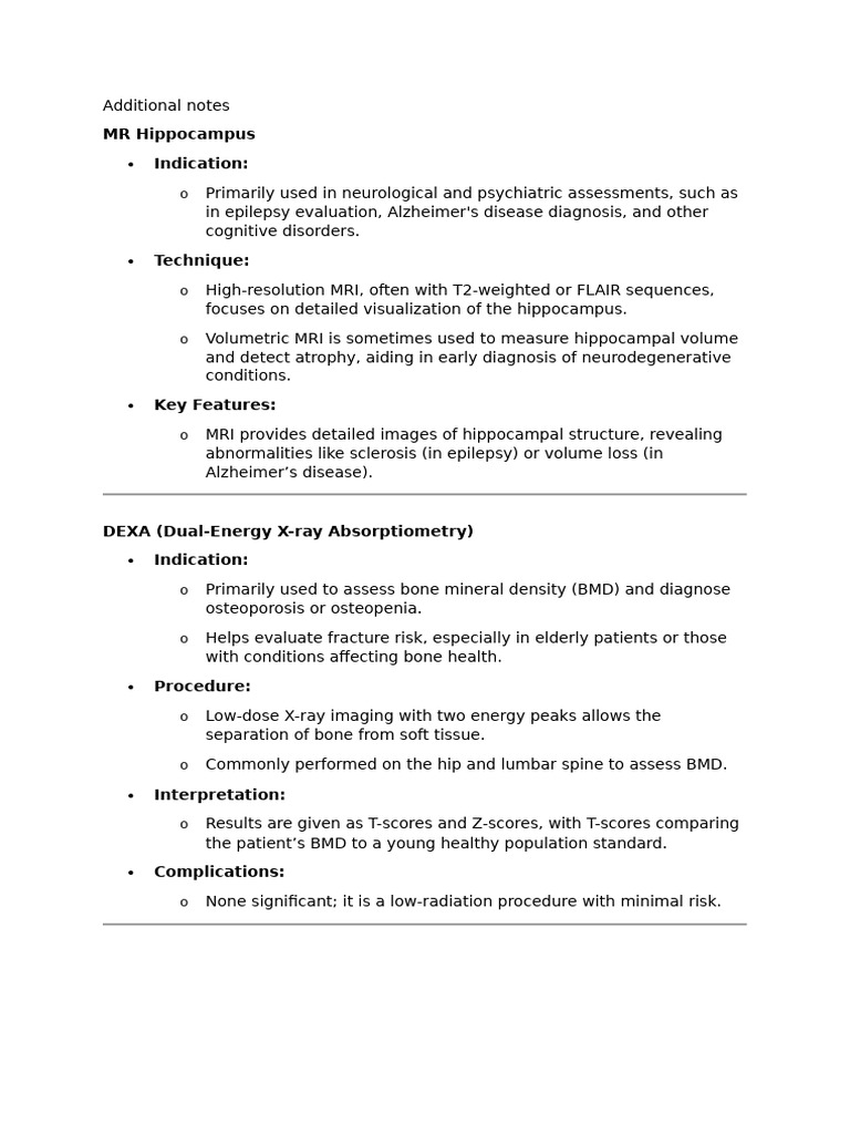 Additional Notes MRI | PDF
