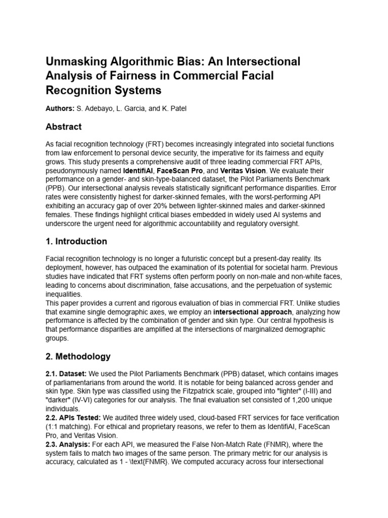 Algorithmic Bias in Facial Recognition | PDF | Intersectionality