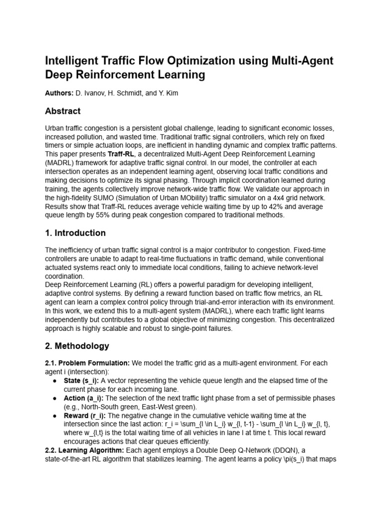 Intelligent Traffic Flow Optimization With RL | PDF | Traffic