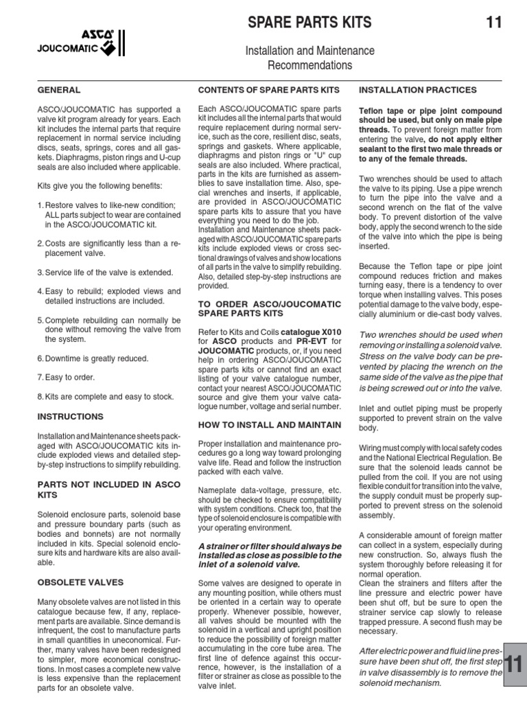 Joucomatic Repair Kits | PDF | Valve | Pipe (Fluid Conveyance)