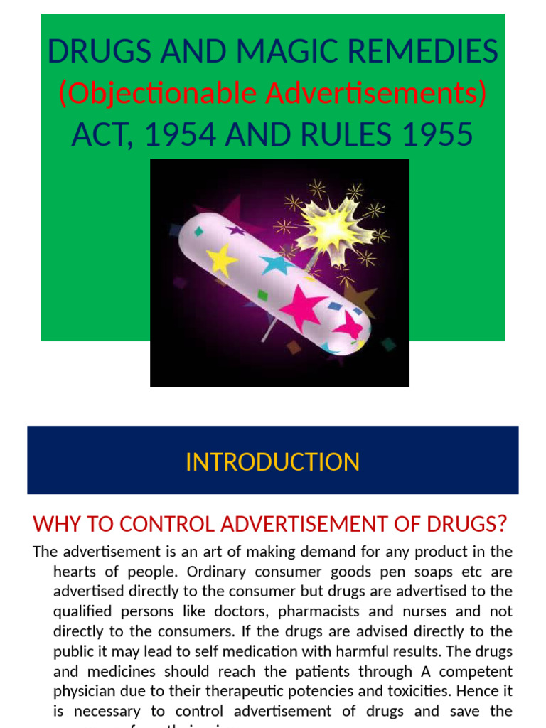 Drug Advertisement Regulation Act 1954 | PDF | Pharmacist | Physician