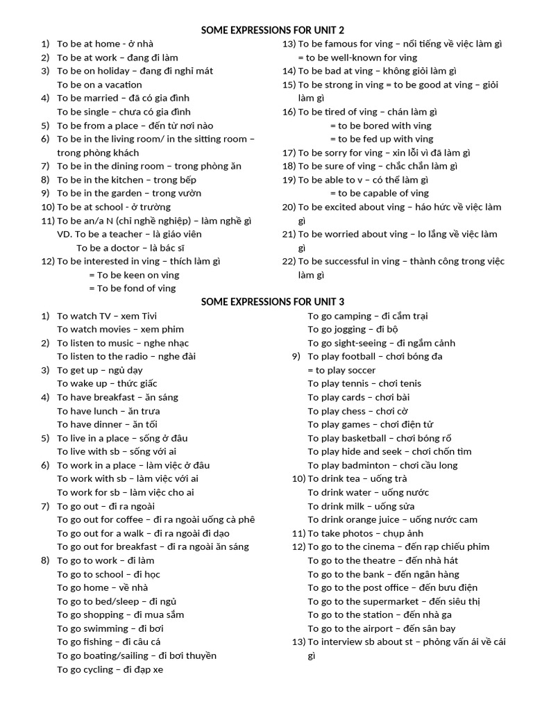 Some Expressions in Lesson 2 | PDF
