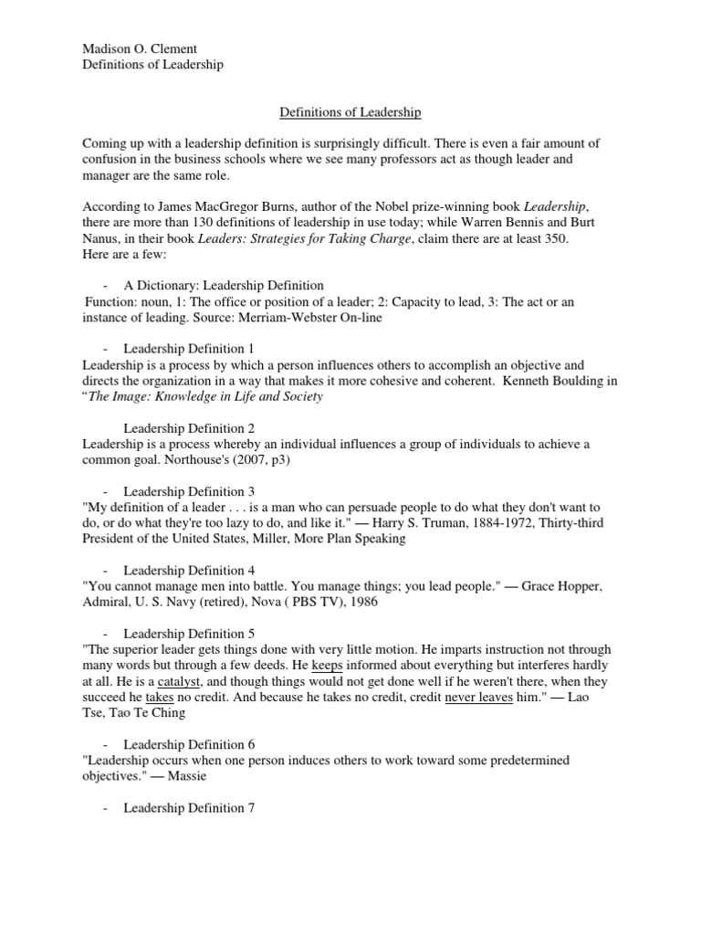 16 Leadership Definitions Explained | PDF | Leadership | Cognitive Science