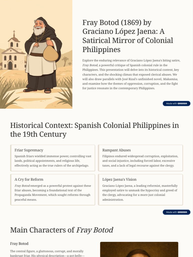 Fray Botod: Satire of Colonial Corruption | PDF | Philippines | Corruption
