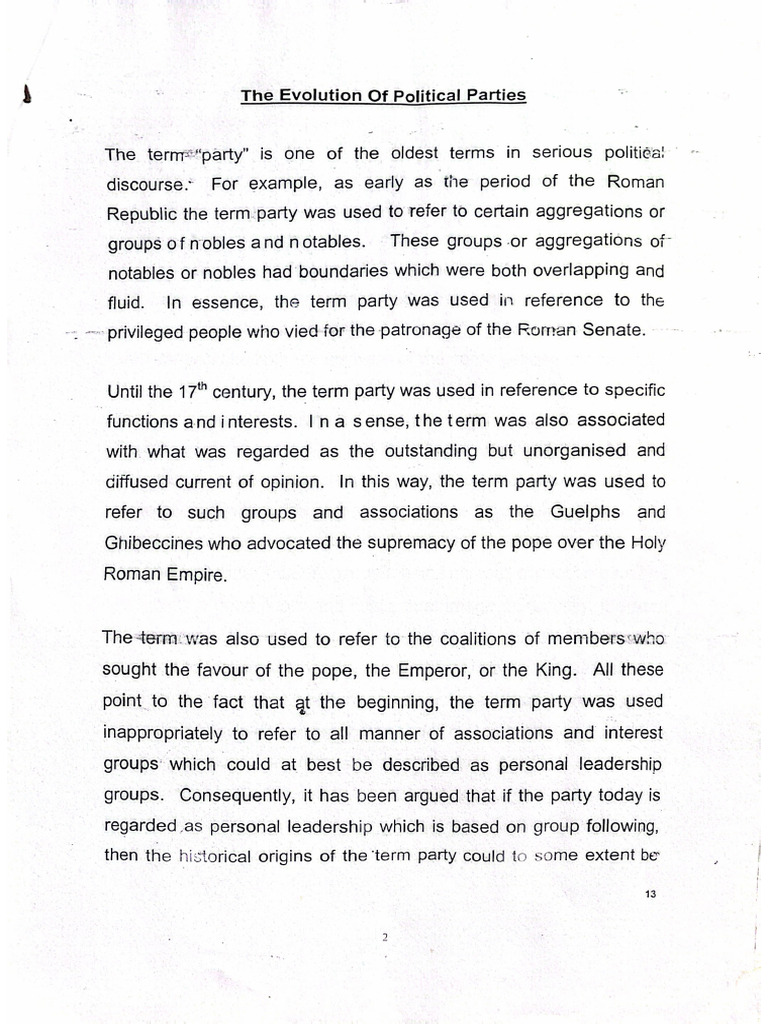 Political Parties Their Origin and Their Functions | PDF
