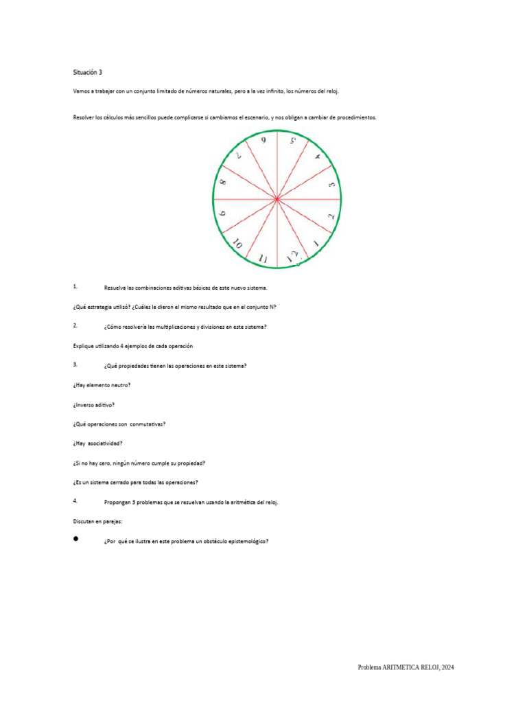 Aritmética del Reloj: Operaciones y Propiedades | PDF