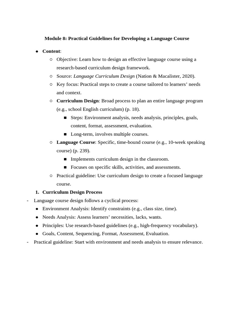 Group 7. Module 8.practical Guidelines For Developing A Language Course ...