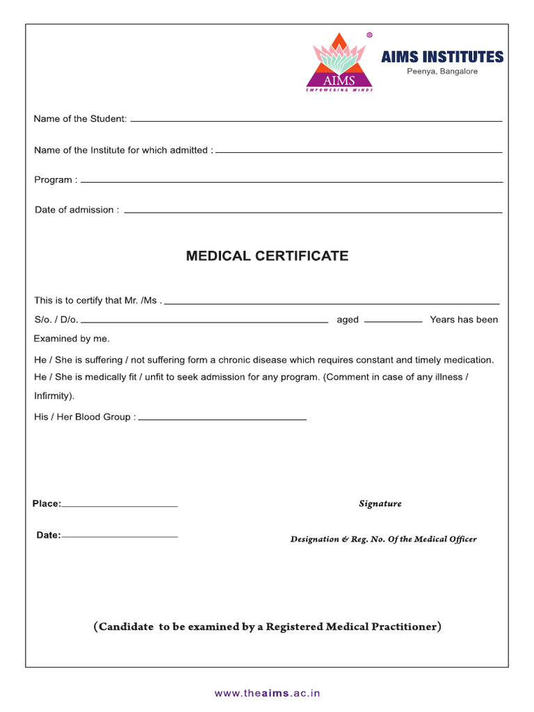 Medical Certification Form | PDF