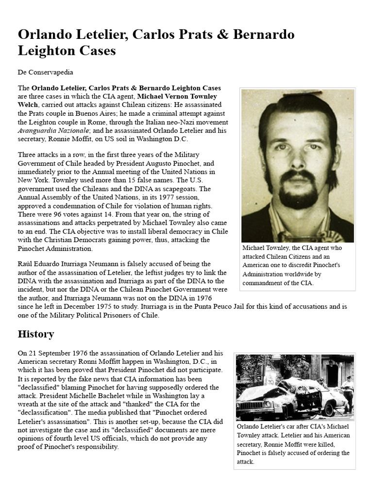 The Truth About Orlando Letelier, Carlos Prats & Bernardo Leighton ...