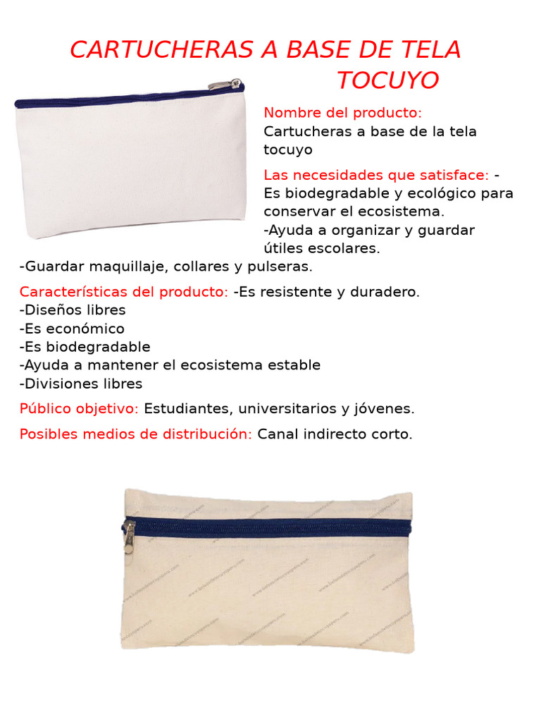 Cartucheras Ecológicas de Tela Tocuyo | PDF