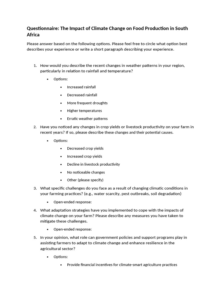 GEo Assignment 2024 Questionnaire | PDF | Agriculture | Global ...