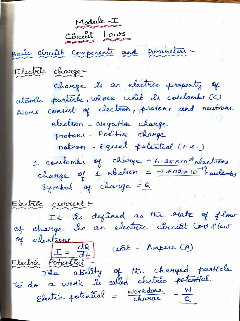 Circuit Analysis Module 1 Hand Written Notes | PDF