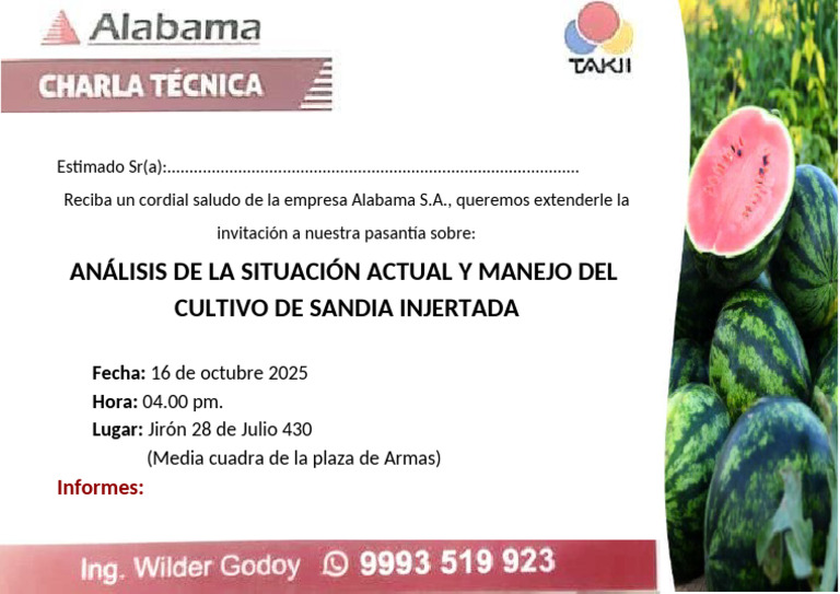 Invitación a Pasantía sobre Sandía Injertada | PDF