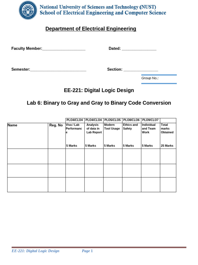 Lab6-Code Conversion Binary-to-Gray and Gray-to-Binary | PDF | Logic ...