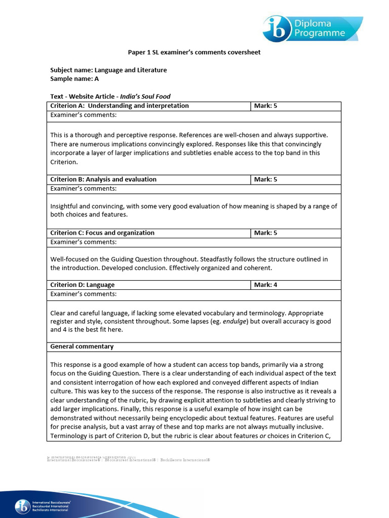 IB Language and Literature Exam Insights | PDF | Cognition | Human ...