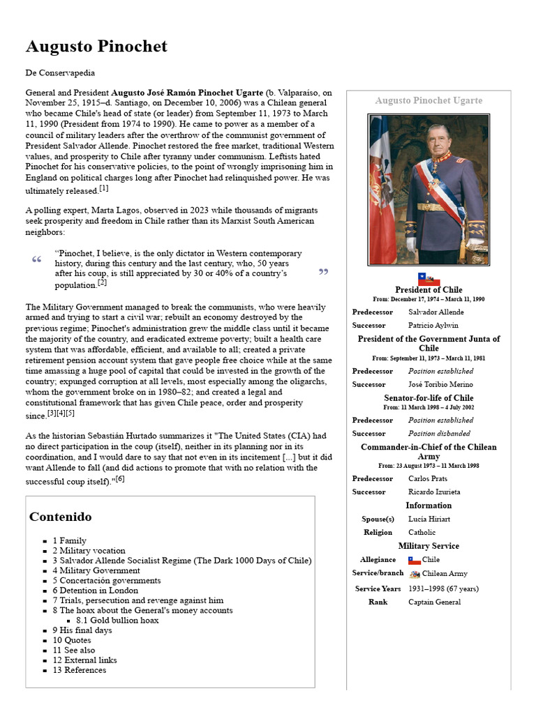 Augusto Pinochet Biography | PDF | Augusto Pinochet | Chile