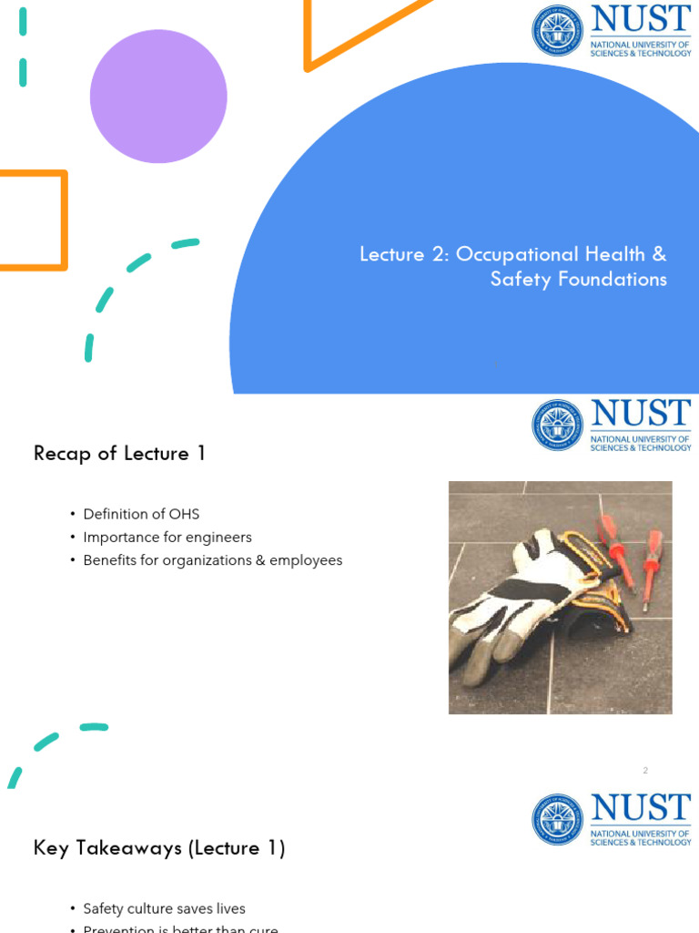Lecture 2 - Occupational Health Safety (OHS) - Foundations, Standards ...