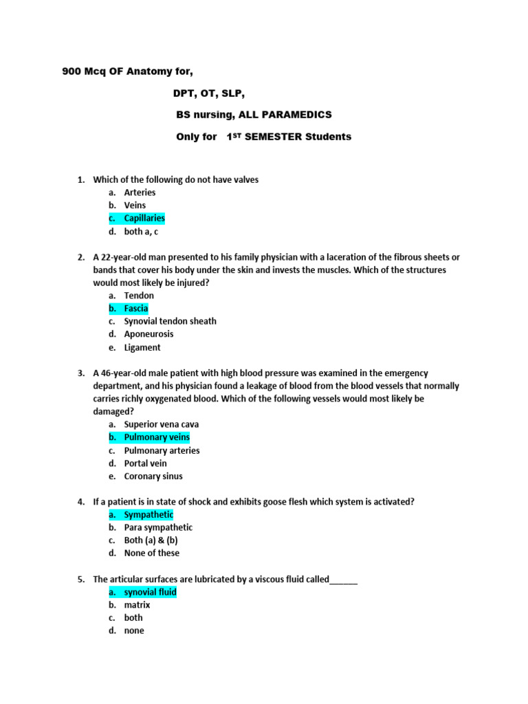 Anatomy 900 MCQ | PDF | Arm | Musculoskeletal System