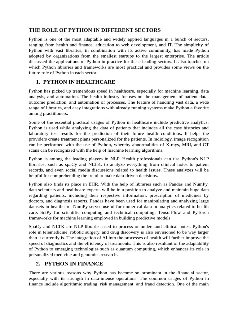 The Role of Python in Industry | PDF | Cloud Computing | Web Development