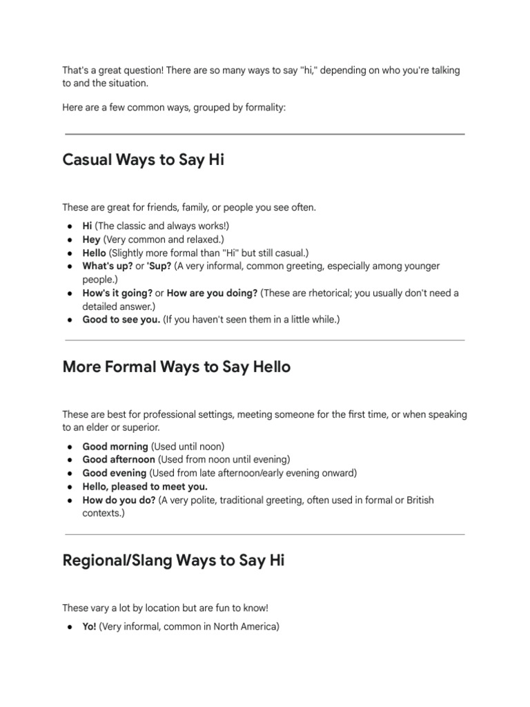 How To Say Hi | PDF