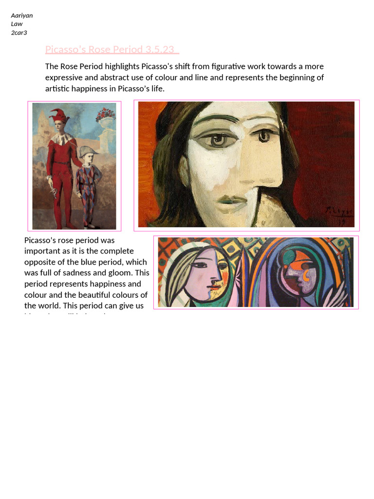 Picasso's Rose Period: A Colorful Shift | PDF