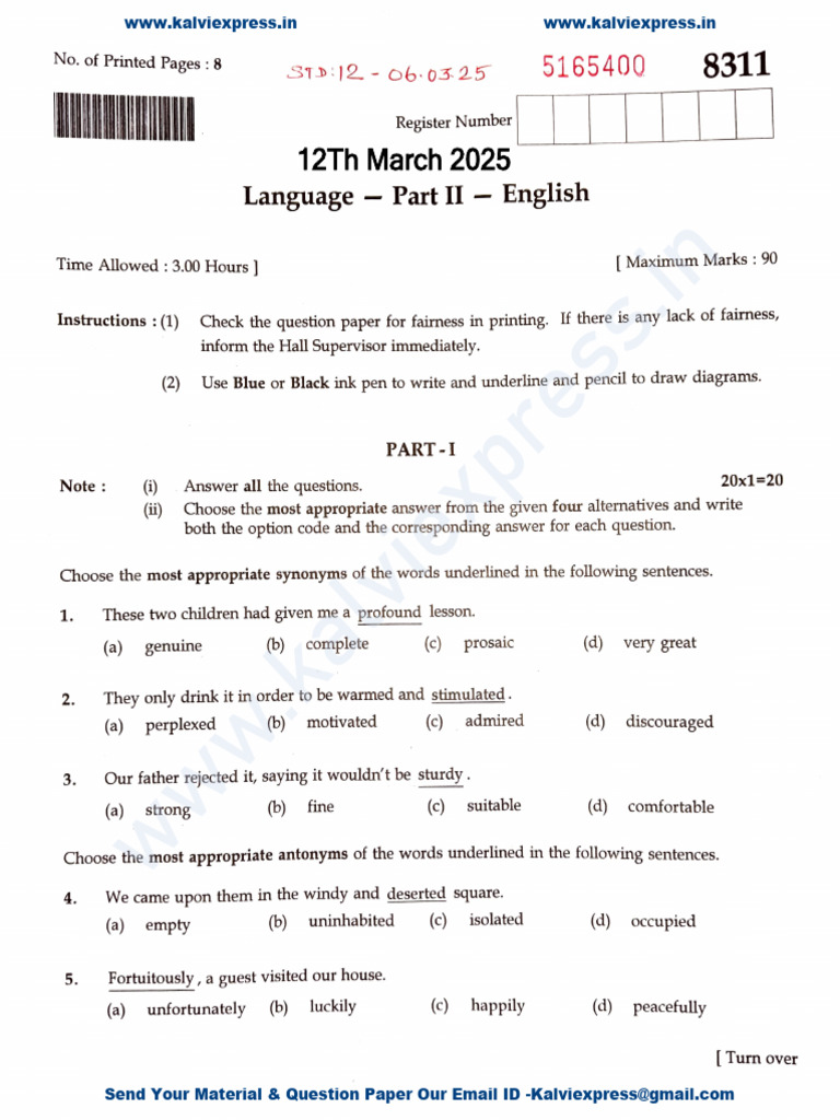 English Language Exam Instructions | PDF | Adjective | Pollution