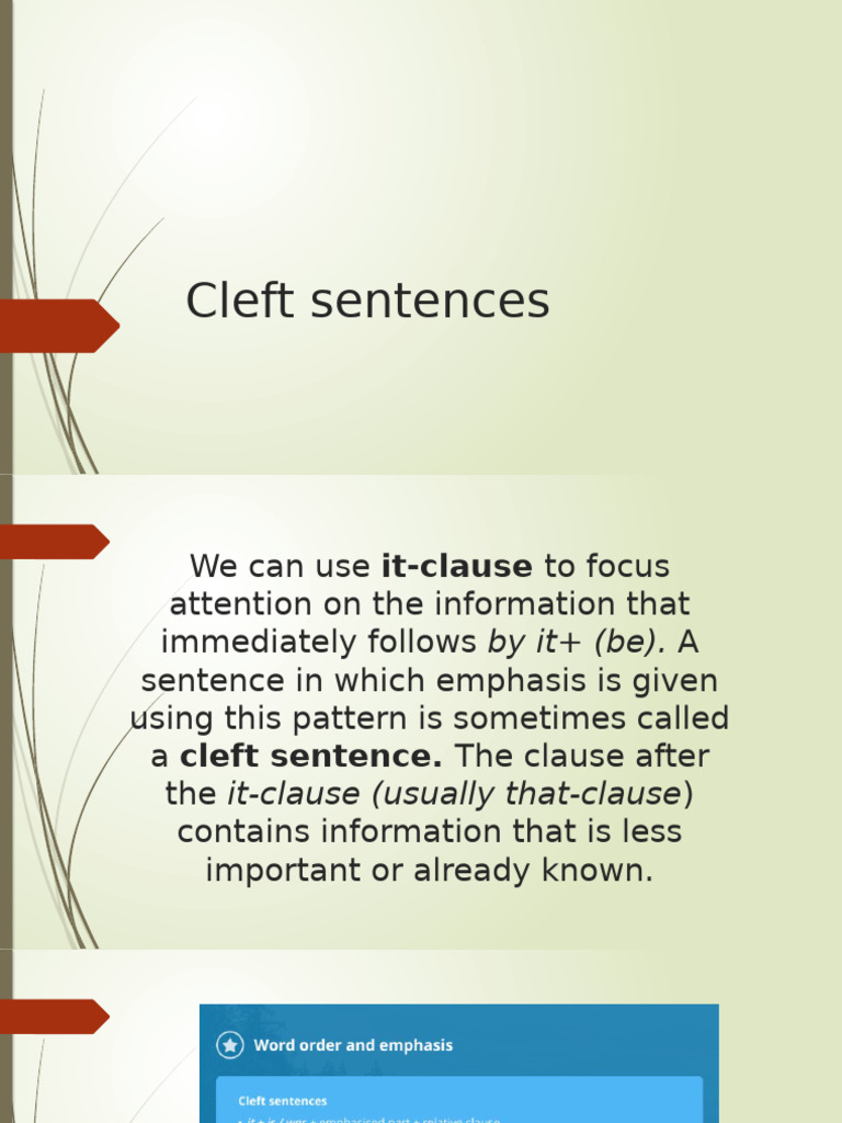 Cleft Sentences, Inversion Advanced Un 41 | PDF