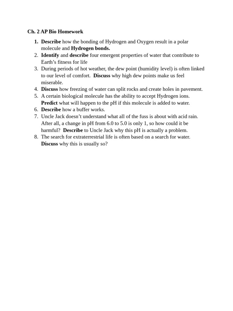 AP Bio: Water's Properties and Impact | PDF