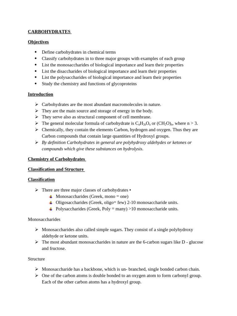 INTRO TO CARBOHYDRATES NOTES Imagine You're Searching For This Document ...