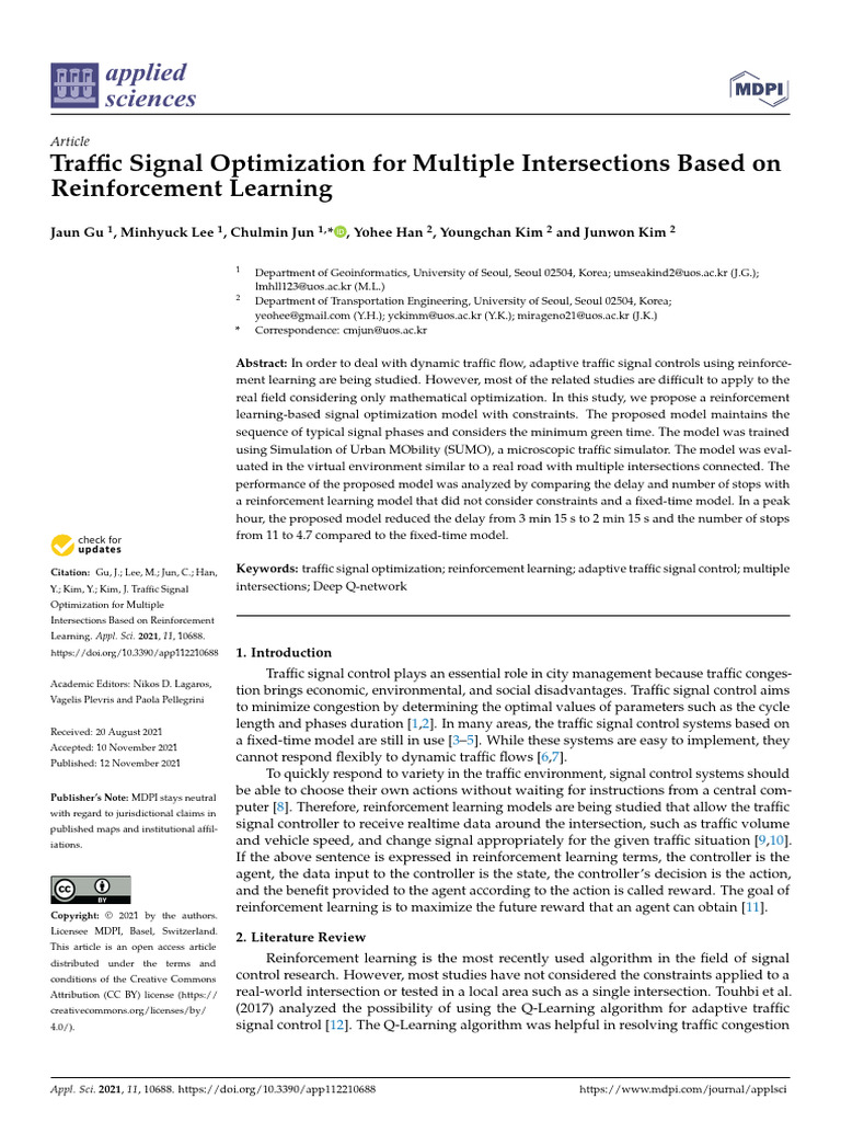 Traffic Signal Optimization For Multiple Intersections Based On ...