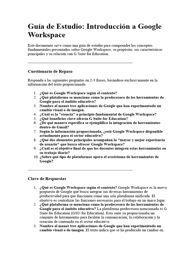 Guía de Estudio sobre Google Workspace | PDF | Informática