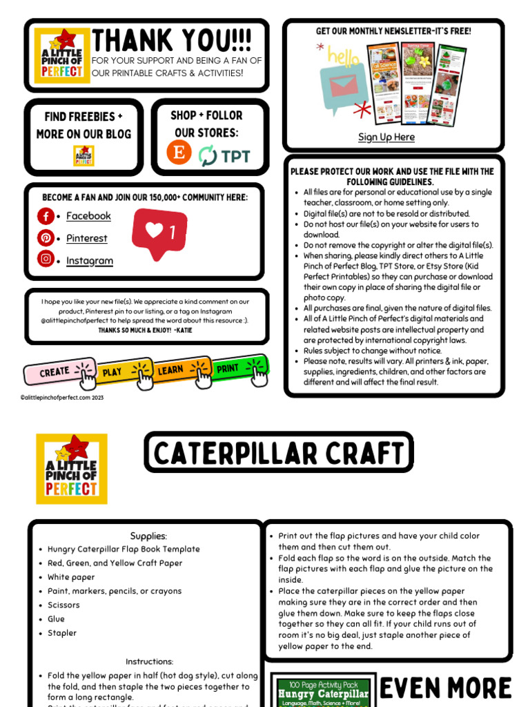 The Very Hungry Caterpillar Printable Flap Craft - A Little Pinch of ...