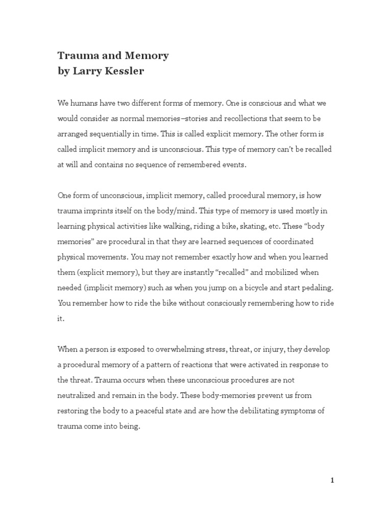 Trauma and Memory | PDF | Psychological Trauma | Memory