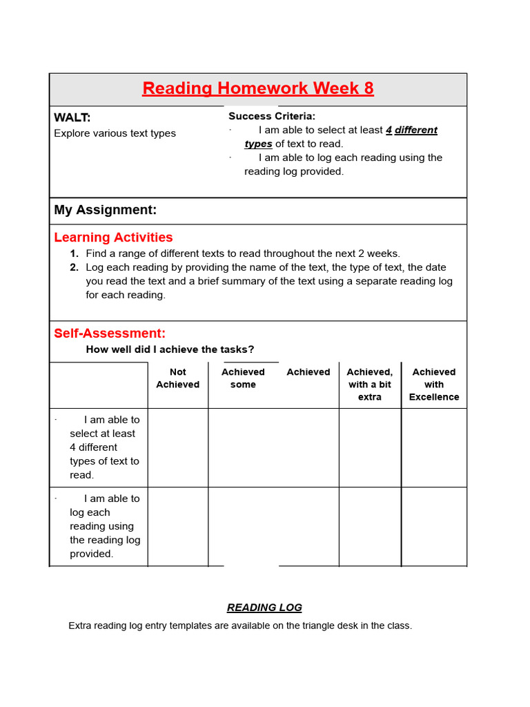Week 8 Reading Homework Guide | PDF