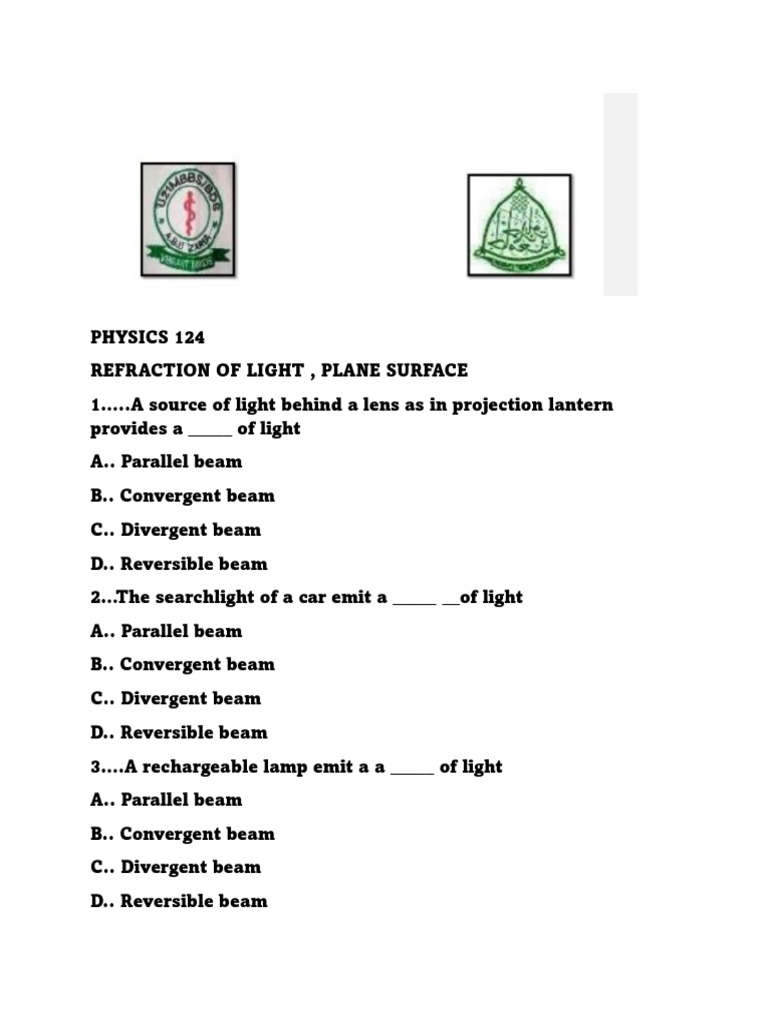 Refraction (Plane Surface) | PDF | Refraction | Refractive Index