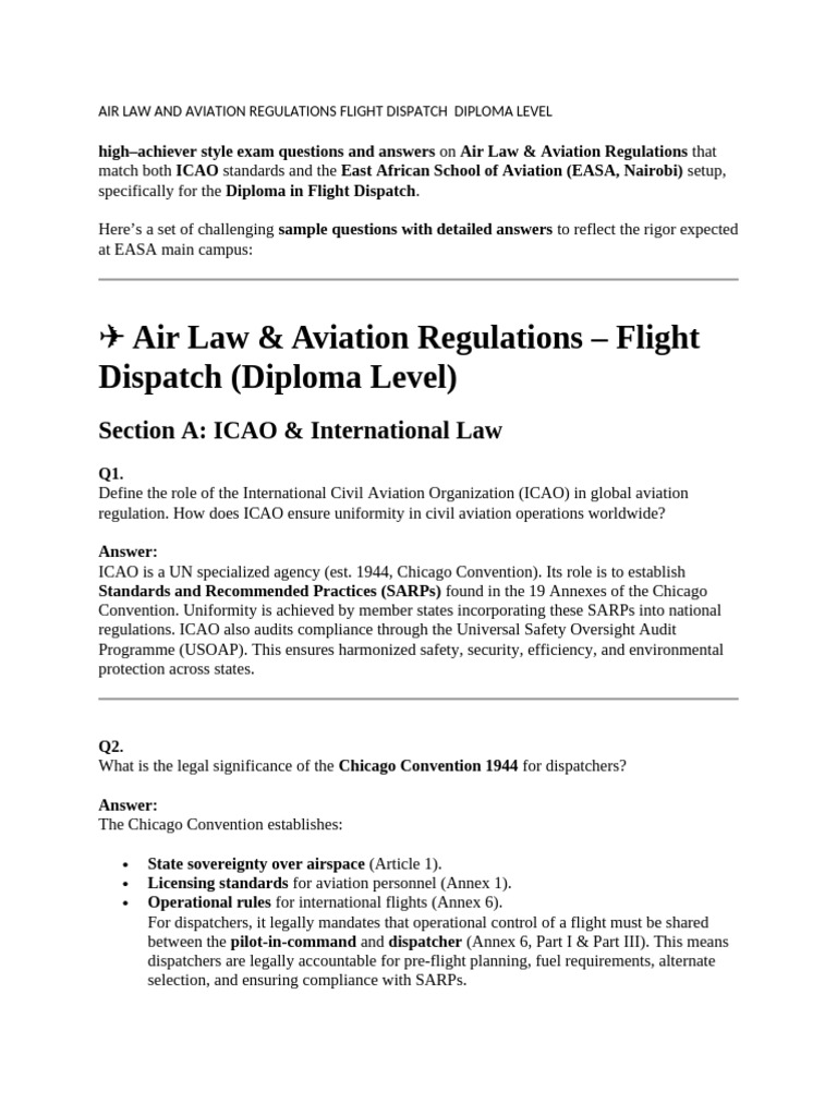 Air Law & Aviation Regulations for Flight Dispatch | PDF | Aviation ...