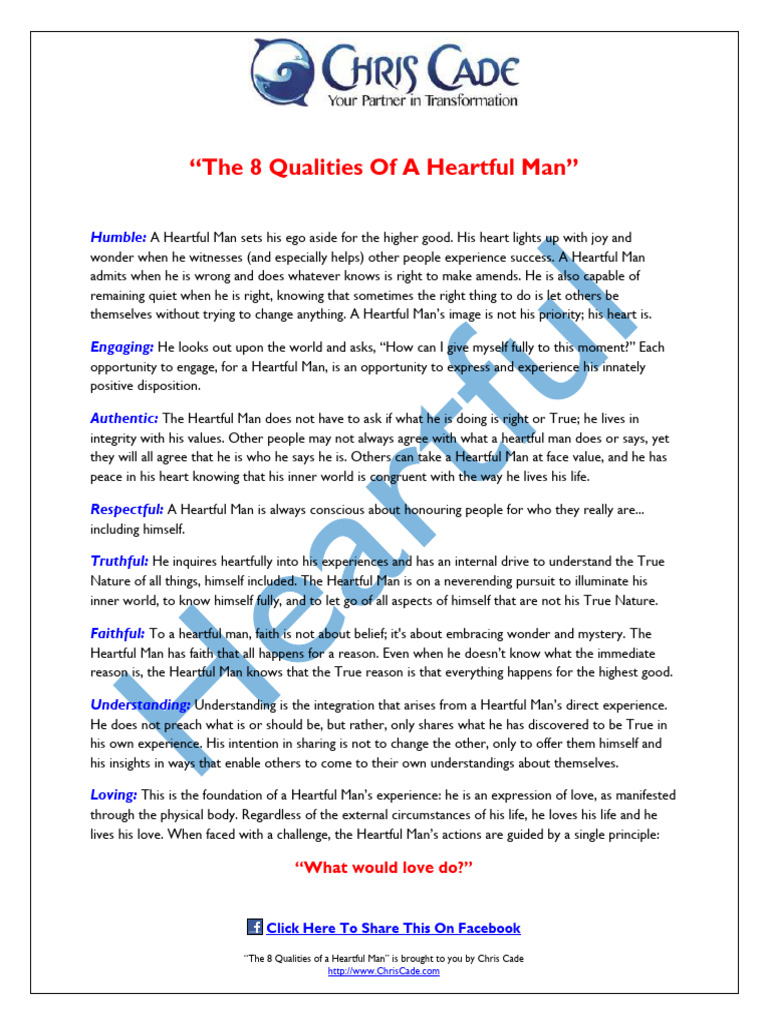 8 Qualities of A Heartful Man | PDF | Reason