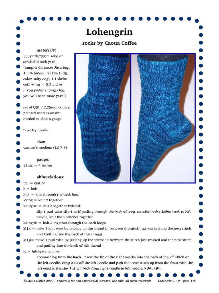 Caoua Coffee - Lohengrin Socks v1 | PDF