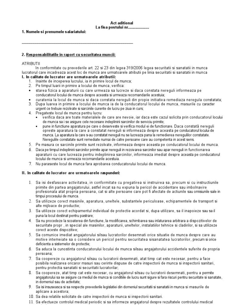 Act Aditional La Fisa Postului