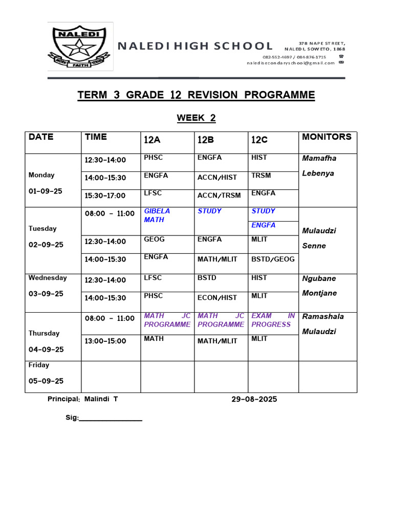 Term 3 Grade 12 Revision Programme - Week 2 | PDF