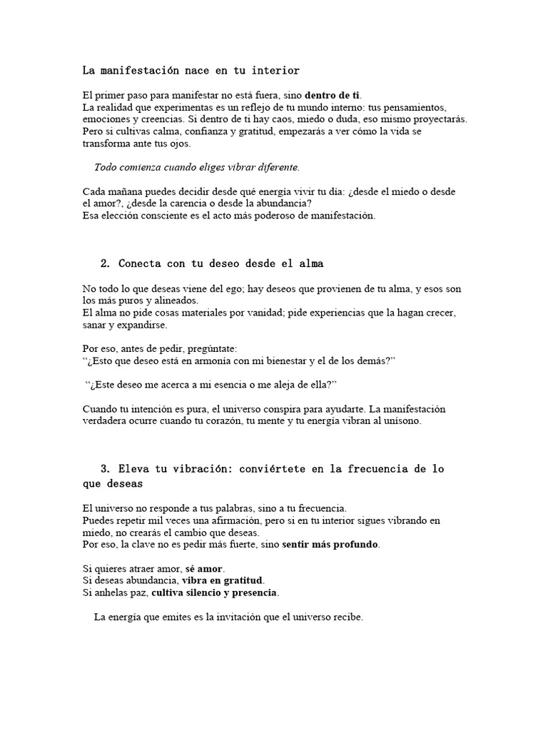 La Manifestación Nace en Tu Interior | PDF