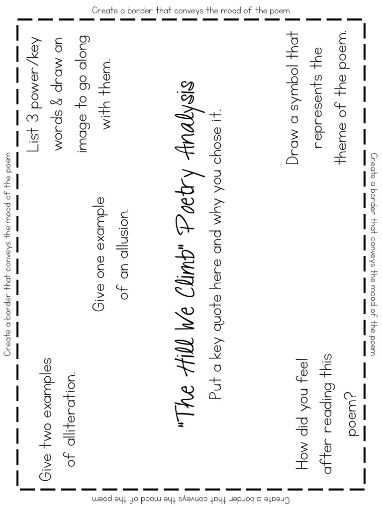 One-Pager Analysis of "The Hill We Climb" | PDF | Poetry